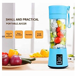 Portable Blender for Shakes and Smoothies, Personal Blender, Travel Lid for Kitchen, Office, Travel, Picnic, Gym & Travel, Personal Size Blenders with USB Rechargeable Blue