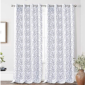 DriftAway Sarah Floral Tree Branch Pattern Blackout Thermal Insulated Window Curtain Grommet 2 Layers 2 Panels 52 Inch by 84 Inch Gray
