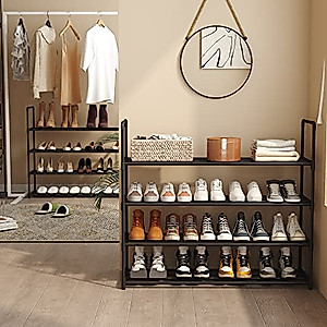 HOMEFORT 4-Tier Shoe Rack, Metal Shoe Tower,20 Pairs Shoe Storage Shelf, Entryway Stackable Shoes Organizer with 4 Tiers Metal Shelves, For Closet, Hallway, Entryway, Black