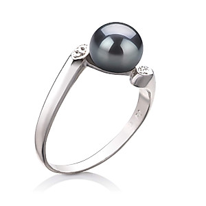 Dana Black 6-7mm AAA Quality Freshwater 925 Sterling Silver Cultured Pearl Ring For Women - Size-7