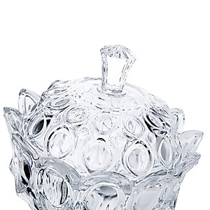 Diamond Star Glass Candy Dish With Lid, Crystal Clear Large Covered Candy Bowl Cookie Jar Candy Buffet Storage Container for Home and Kitchen Office (Large. H: 7", D: 6.5")