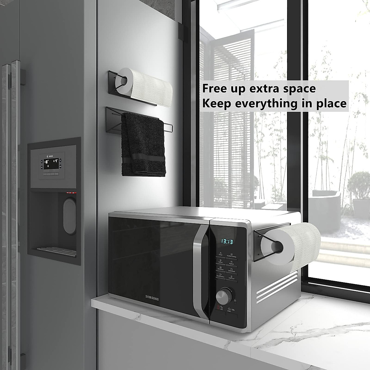 2Pack 15.7in Spice Rack Wall Mount and 2Pack Magnetic Paper Towel Holder