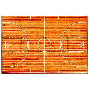 Brumlow Mills Basketball Court Sports Theme Area Rug for Teens Bedroom, Kids Playroom, Living Room Carpet or Classroom Accent Rug, 3'4" x 5'