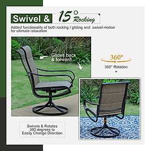 Sophia & William Patio Dining Set 7 Pieces Outdoor Metal Furniture Set, 6 x Patio Dining Swivel Chairs Padded with 1 Umbrella Table 6 Person for Lawn Garden