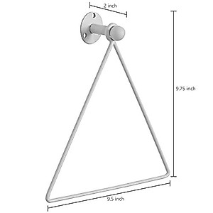 MyGift Wall Mounted Modern White Metal Triangular Hand Towel Ring Holder for Bathroom with Easy to Hang Mount