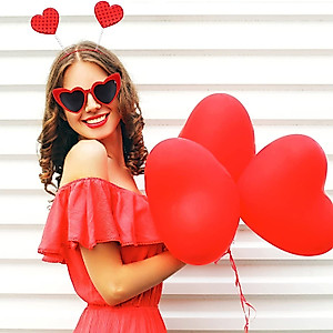 Hosfairy 2Pcs Red Love Heart Shaped Headbands Valentine's Day Hair Hoop Hair Loop Hair Clasp Hair Band Hair Accessories Dress Accessories for Valentine Party Props
