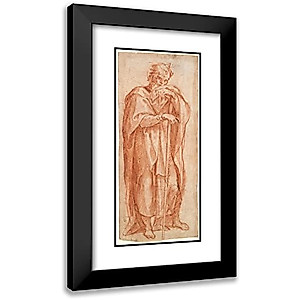 ArtDirect Cesare Nebbia 10x18 Black Modern Frame and Double Matted Museum Art Print Titled - Eleazar, Study for in Fresco in the Sixtine Chapel, Santa Maria Maggiore, Rome (1586)