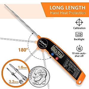AQwzh PRO TP01 Digital Meat Thermometer for Kitchen BBQ Grill Temperature (Orange)