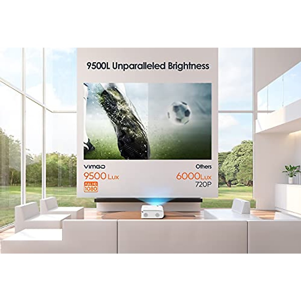 VIMGO 5G WiFi Projector, 9700LUX Native 1080P Projector, 220” Display Video Projector w Tripod, Portable Outdoor Projector for TV Stick, Video Games,HDMI/USB/AV/PS5, iOS Android Smartphone (X1)