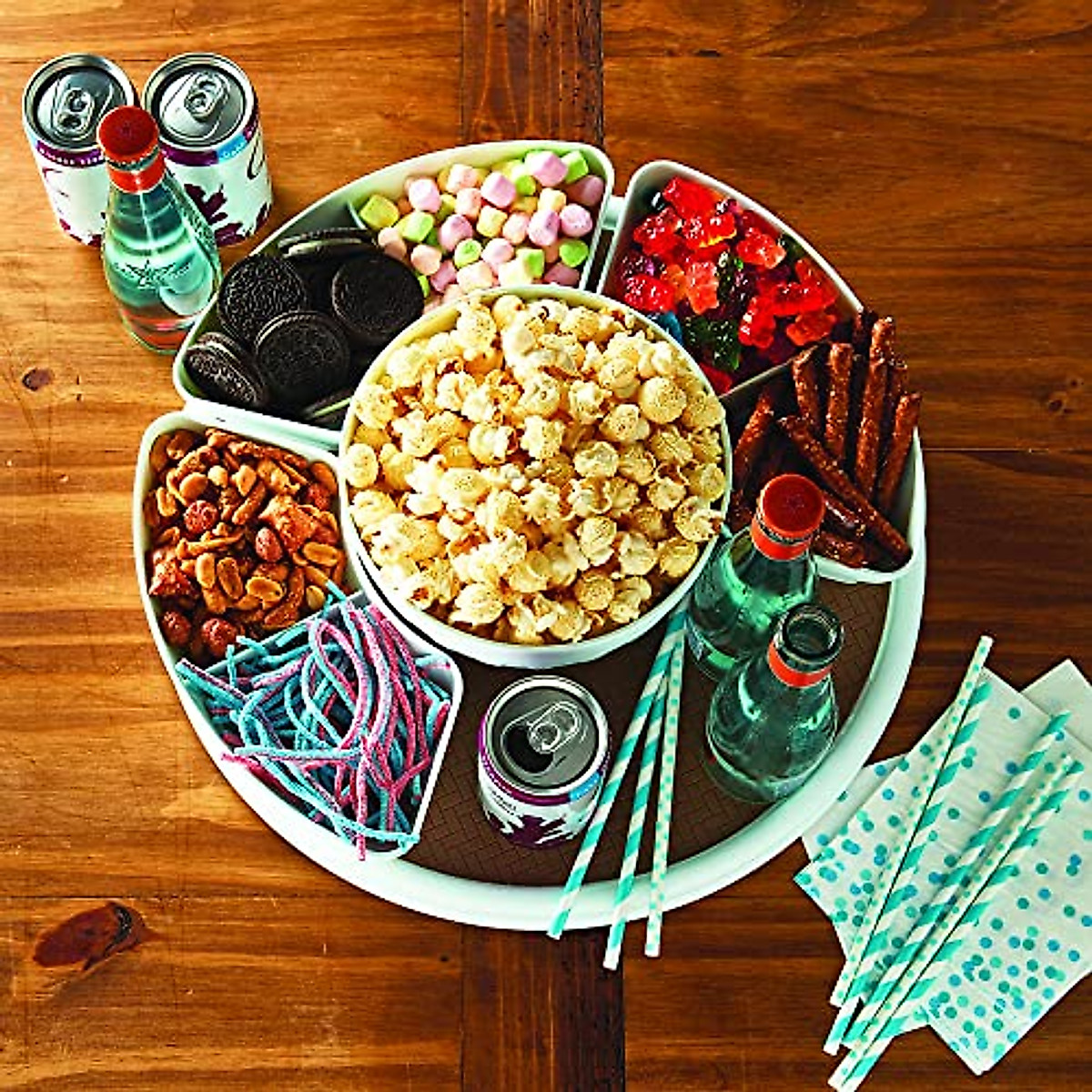 Chicago Metallic Taco Party Multi-Use Rotating Entertaining Set, 6-Piece, White