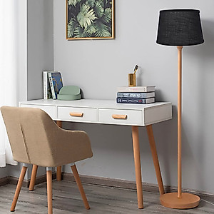 ALUCSET Double Medium Black Lamp Shades Set of 2, Drum Fabric Lampshades for Table Lamp and Floor Light, 10x12x8 inch, Natural Linen Hand Crafted, Spider (Black, 2 pcs pack)