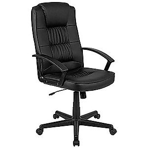 Flash Furniture Biscayne Flash Fundamentals High Back Black LeatherSoft-Padded Task Office Chair with Arms