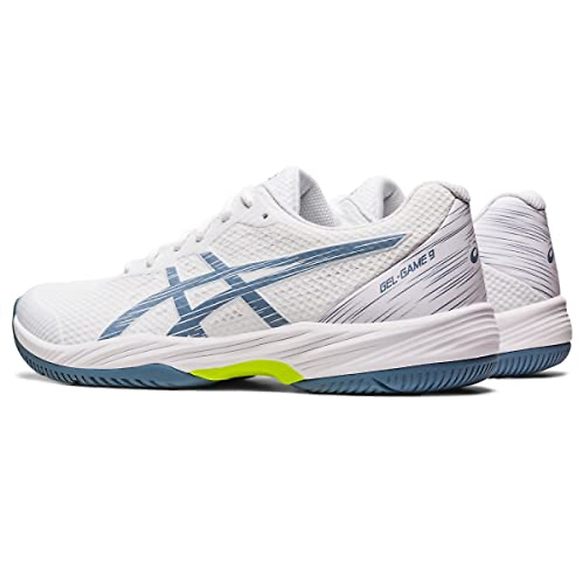 ASICS Men's Gel-Game 9 Tennis Shoes, 10.5, White/Steel Blue