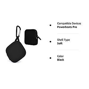 TOROTOP Case Compatible for Powerbeats Pro Case Cover,Anti-Lost & Shockproof Easy Carrying Silicone Case Accessories with Keychain and Soft Portable Storage Travel Carrying Case (Black)