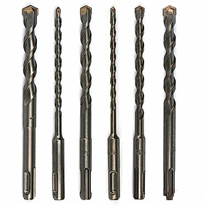 6PCS, SDS Rotary Hammer Bit Kit Carbide Drill Bits Group Sets of Concrete Masonry Wall