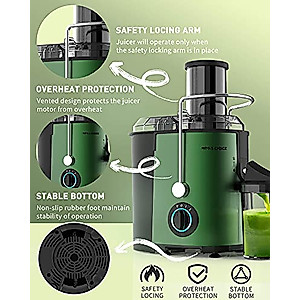 MAMA'S CHOICE Juicer Machine, 800W Juice Extractor with 3'' Big Mouth, 3 Speed Centrifugal Juicer for Whole Fruit Vegetable, Easy to Clean, Non-Slip Feet, BPA-Free