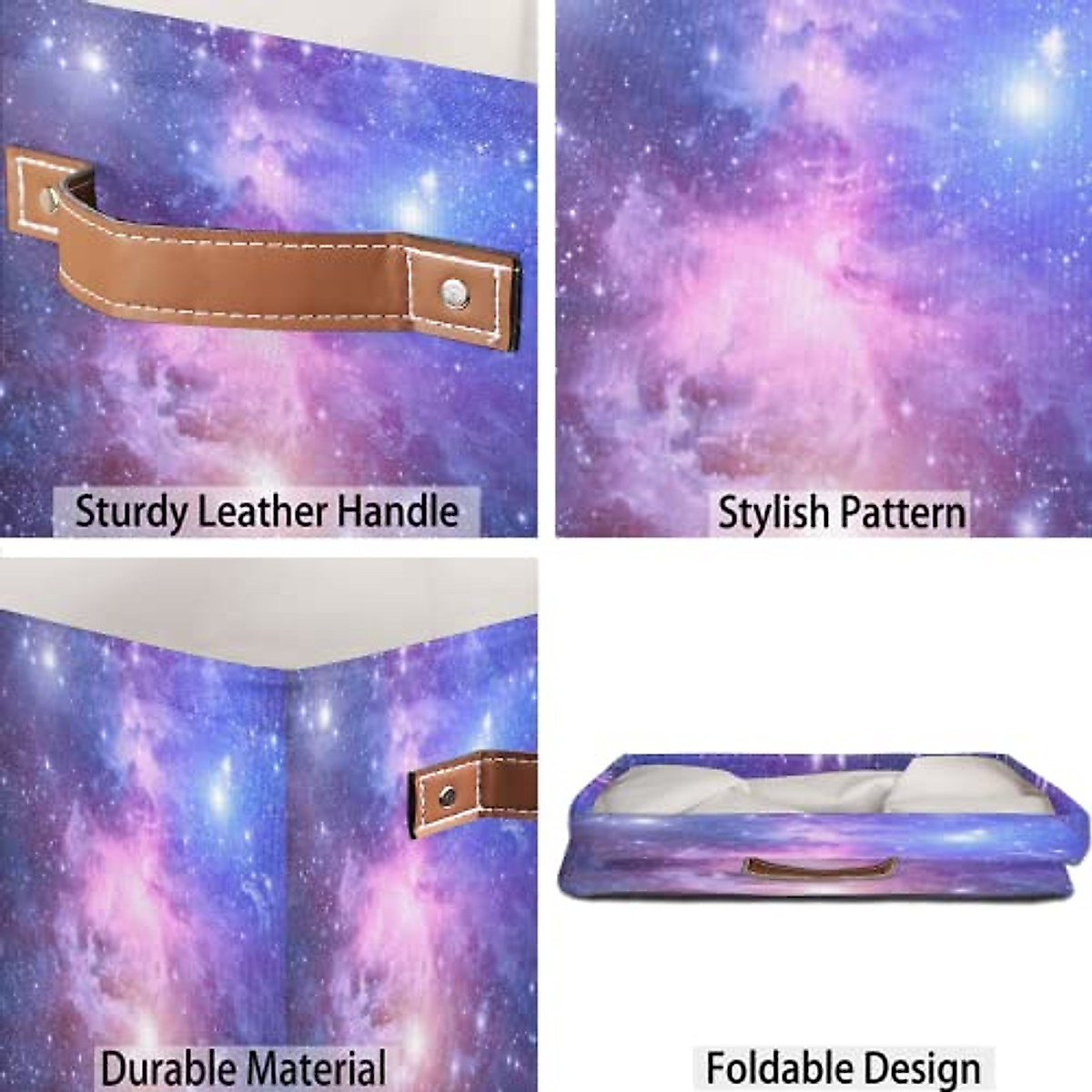 Cube Storage Bins 13 Inch Fabric Storage Basket Galaxy Star Square Storage Bins Collapsible Nursery Storage Bin Organizer Basket Universe Storage Box for Shelves, Closet