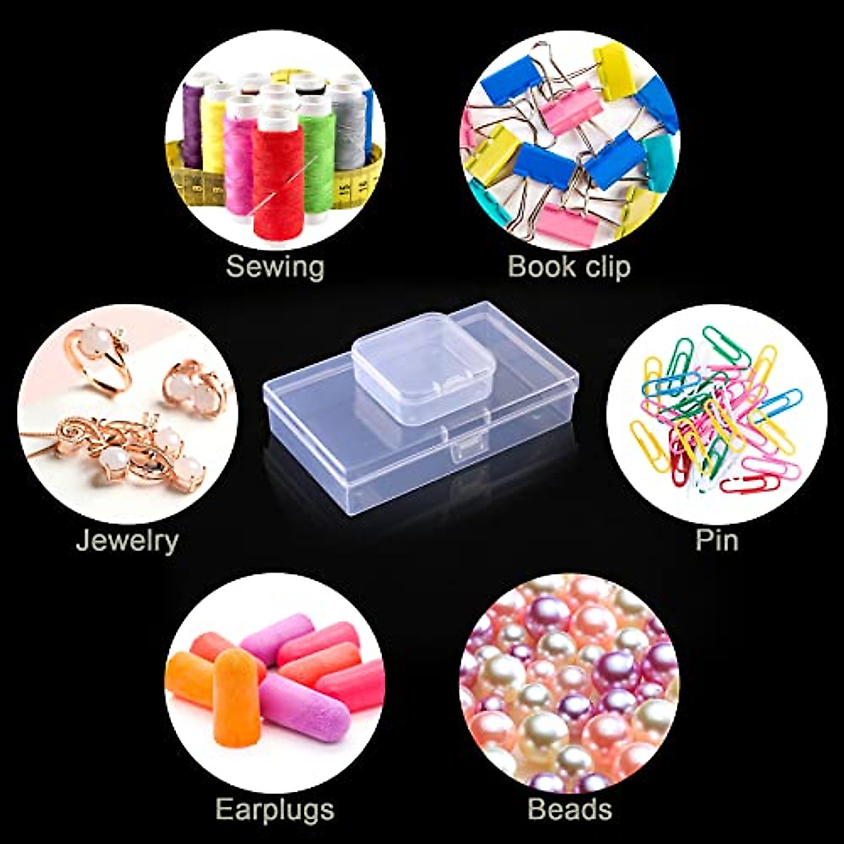 24 Pcs Mixed Sizes Clear Plastic Storage Containers, Small Rectangular Storage Organizer with Lid,Beads Storage Box for Storage Beads, Crafts, Jewelry, Clay, Crayons, Pins,Sewing, Cards (2 Sizes)