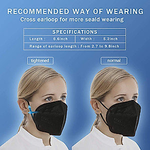 Hotodeal KN95 Face Mask 40 PCs, Black KN95, 5 Layers Cup Dust Mask, for Men, Women, Healthcare/Essential Workers