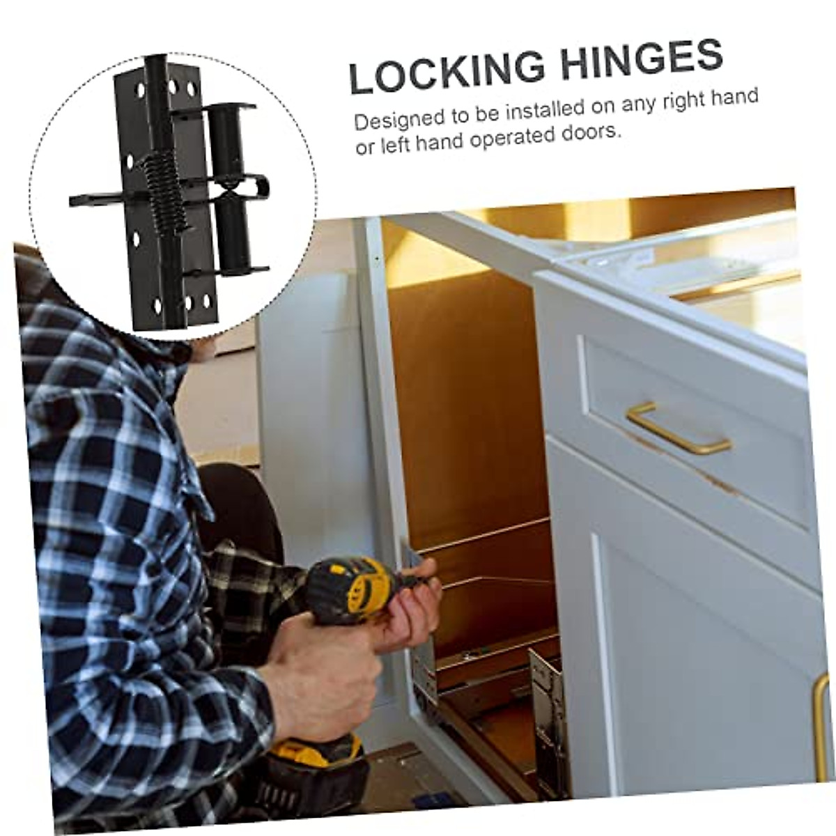 OSALADI 90 Automatic Closing Hinge Heavy Duty Door Closer Heavy Duty Hinges Exterior Door Hinges Spring Hinge Folding Leg Hinge Springs Manganese Steel Black Small Hinges Spring Door Hinge