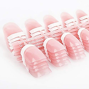 Yokilly Natural French Acrylic False Nails Kit Including 12 Different Size Short Press on False Nails,Pink White Nails Tips Sets with Nail Glue Stickers,Files and Stick (120 Pcs)