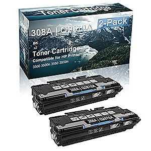 2-Pack (Black) Compatible High Capacity 308A | Q2670A Toner Cartridge use for HP 3500 3500n 3550 3550n Printer