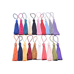 KONMAY 20pcs 3.5'' Small Silky Soft Craft Mini Bookmark Tassels with Loops for Jewelry Making, Gift Wrapping, Zipper Pull, Home Decor(Rose)