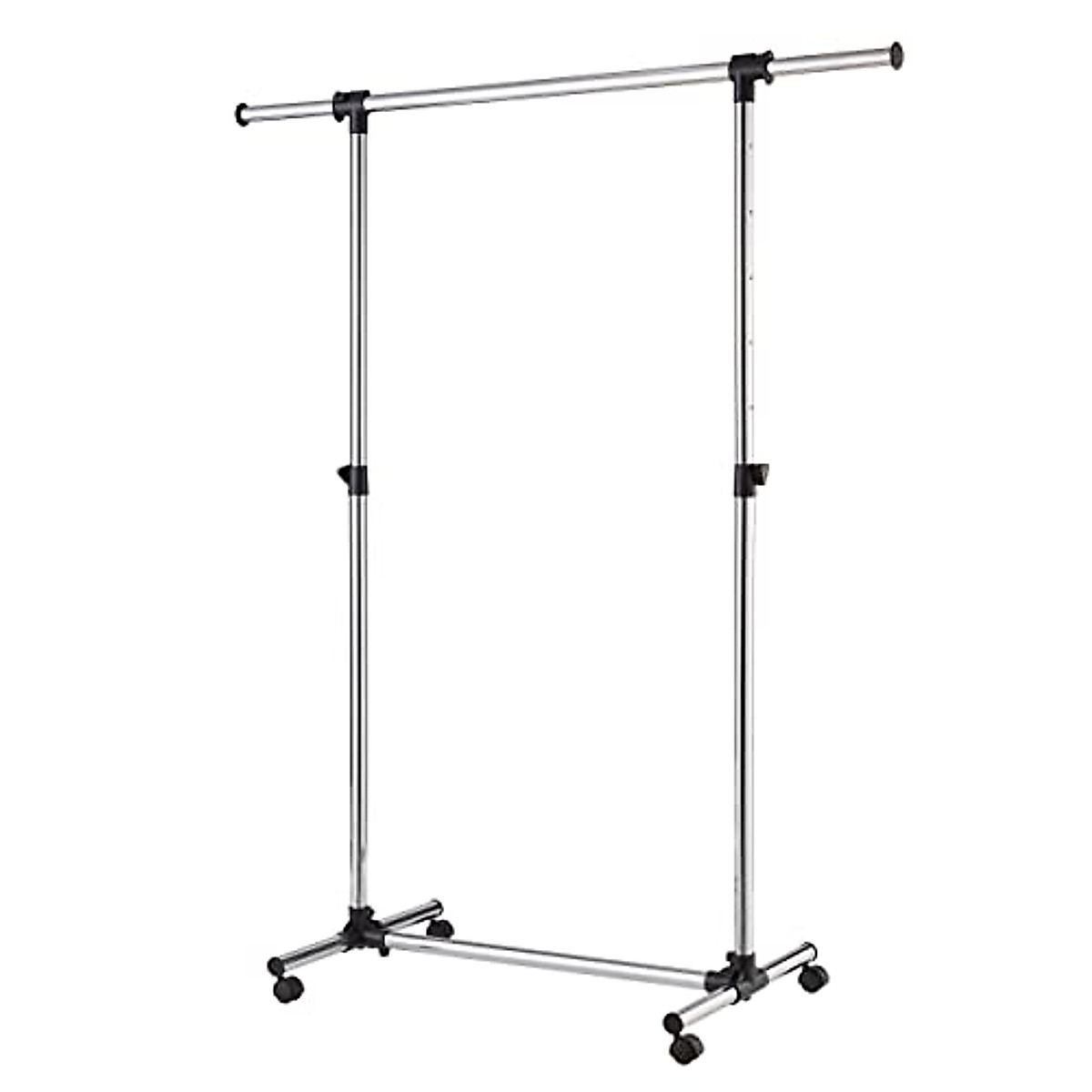 LiaMeE Freestanding Rolling Adjustable Clothes Rack for Wardrobe with Single Bar, Laundry Room Organization Shelves, Vertical Hanging Rack for Commercial Displaying, L44.9 x W20.1 x H63 in