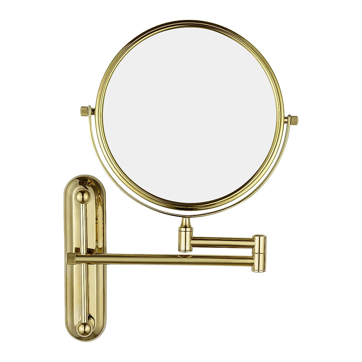 Nicesail 8 Inch Double-Sided Wall Mounted Mirror, Magnified 7X Makeup and Shaving Mirror, Height Adjustable-Gold