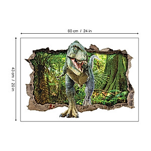 ufengke Dinosaur Forest Wall Stickers 3D Smashed Wall Decals Art Decor for Boys Kids Bedroom Nursery DIY