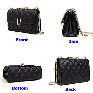 YXBQueen Womens Black Purse Quilted Crossbody Bags for Women Over the Shoulder Purses with Chain