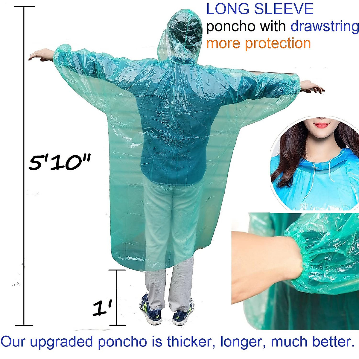 Rain Ponchos for Adults Disposable Poncho for Disney World 20 Pack Panchos Rain Adult Bulk Emergency Waterproof Plastic Raincoat with Hood Lightweight Pocket Camping Throw Away Men Women Compact Pncho