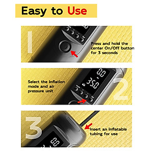 Redcar Cordless Air Inflator, Portable Tire Pump with Digital Gauge, 150 PSI, Rechargeable Battery, LED Light, for Car Tires, Bicycle, Motorcycle, Balls & Inflatables