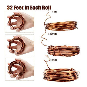 Fashionclubs Bonsai Wires Set, Bonsai Tree Training Wires Aluminum Craft Wires Size 1.0mm/1.5mm/2.0mm(Each Size is 32ft), with 20pcs Flower Pot Hole Mesh Pad Bonsai Bottom Grid Mat Mesh 2Inch in Dia