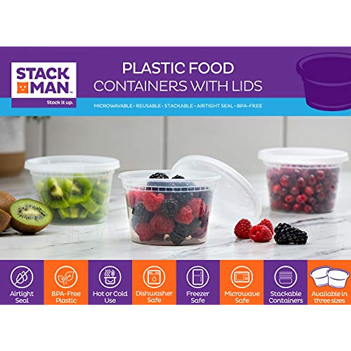 [48 Sets -16 oz.] Plastic Deli Food Storage Containers with Airtight Lids - Soup Containers with Lids