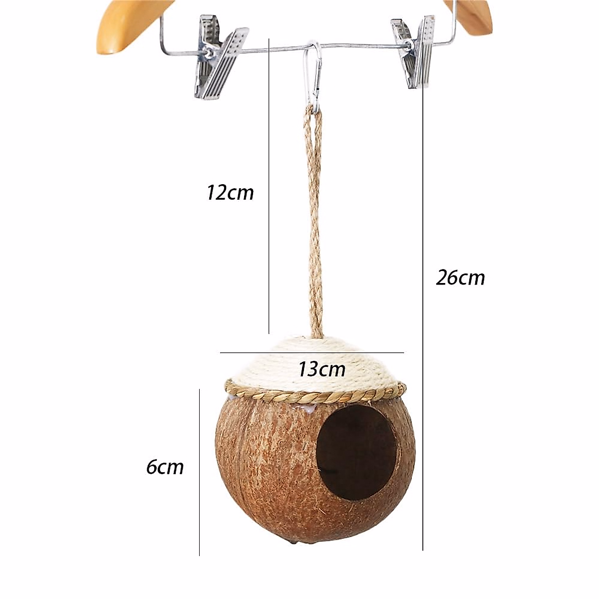 Leadigol Coconut Bird Nest Hut with Ladder for Parrots Parakeet Cockatiel,Hammock Parakeet Budgies Parrot Toy Warm Coconut Woven Straw Natural Winter Cage Hut Tent House Parrot Cage Accessories