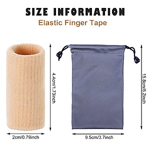 Skylety 30 Pieces Finger Sleeves with 1 Storage Bag, Thumb Splint Brace Support Protector Breathable Elastic Finger Tape for Pain Relief Arthritis Trigger Finger Sports Basketball Baseball (Beige)