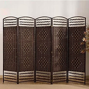 5 Panel Bamboo Room Divider, Folding Privacy Screen, Freestanding Room Separators Divider Wall, for Home Office Bedroom Apartment Studio (Color : B, Size : 150cm/59in)