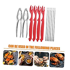 GANAZONO 12pcs Set Eating Crab Tool Set Serving Utensils Set Stainless Steel Forks Kitchen Utensil Sets Stainless Steel Crab Tools Metal Seafood Crackers Crab Eating Tools Seafood Fork Tool