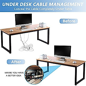 Quszmd Under Desk Cable Management Tray No Drill - Under Desk Cable Organizer for Wire Management. Super Sturdy Desk Cable Rack .Standing Desk Cable Management (16" Black Wire Tray)