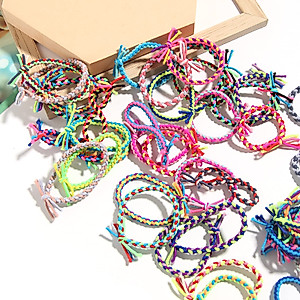 Braided Elastic Hair Ties Hair Ropes Rubber Bands Ponytail Holder Thick Thin Hair Scrunchies Accessories for Women Girls (Random Color) Pack of 100
