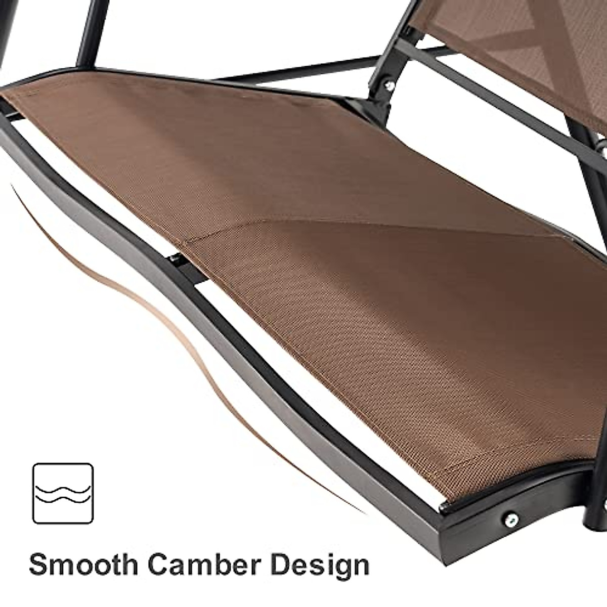 MCombo 2-Person Patio Swing Chair with Adjustable Canopy Outdoor, Steel Frame Breathable Seats Hanging Porch Swing, 4001 (Brown)