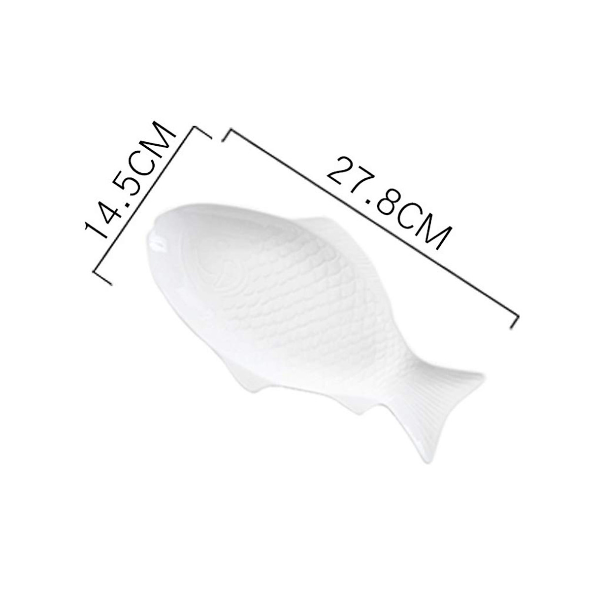 DOITOOL 1Pc Fish Shaped Plate Fish Platter Ceramic Unique Decorative Serving Snack Storage Platter for Party Wedding Restaurants Home (11 Inches, White)