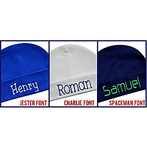 Embroidered and Personalized Baby Boy and Girl Hat Baby Shower Keepsake Custom Infant Hat 6-12 Months (Black)