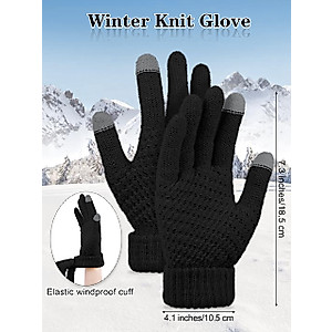 KUTTOR 6 Pieces Winter Knitted Beanie Hats Gloves Set Warm Cozy Skull Ski Cap Touchscreen Knitted Gloves for Women