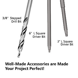 MulWark Premium Pocket Hole Jig System Kit & 5PC 3/8" Quick-Change 82°-Chamfered Adjustable Countersink Drill Bit Set incl. 5pcs Free Replaceable HSS Drill Bits for Wood