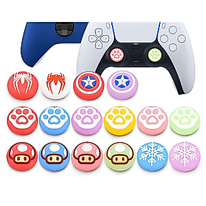 4Pcs Silicone Joystick Thumb Stick Grip Cover Case Cap for Playstation 5 PS5 Controller (Red-White Spider)