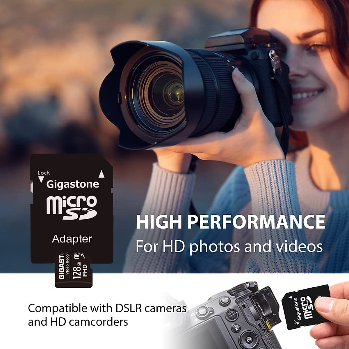 Gigastone 128GB 10-Pack Micro SD Card, 4K Video Pro, GoPro, Surveillance, Security Camera, Action Camera, Drone, 85MB/s MicroSDXC Memory Card UHS-I Class 10, with Adapter