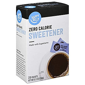 Amazon Brand - Happy Belly Zero Calorie Blue Aspartame Sweetener Powder Packet, 230 count (Previously Sugarly Sweet), 8.11 ounce (pack of 1)