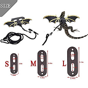 PINVNBY Bearded Dragon Leash Harness,Adjustable Leather Bat Wings Lizard Habitat Tank Accessories Reptile Hammock Natural Coconut Shell Climbing Jungle Bendable Vines Decor for Gecko Chameleon
